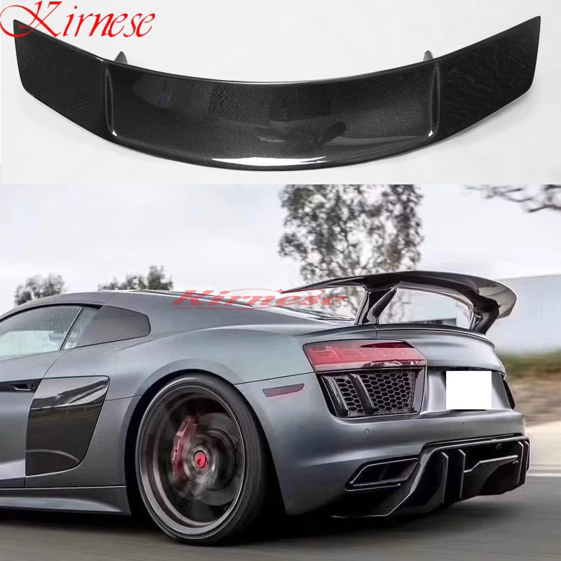 Real-Carbon-Fiber-Car-Rear-Wing-Trunk-Lip-Spoilers-For-Audi-R8-V10 ...