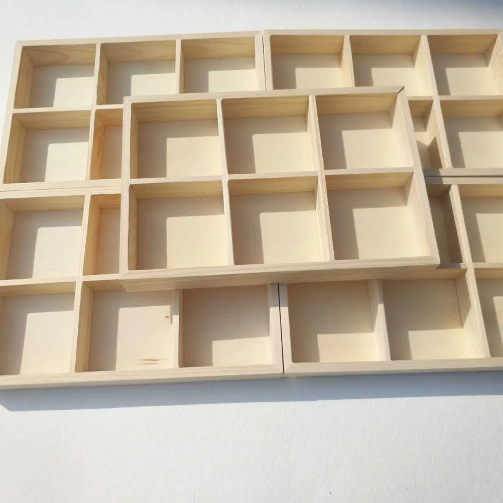 Wooden Storage Organizer 6 Compartments Box for Paint Sticks Watercolor ...
