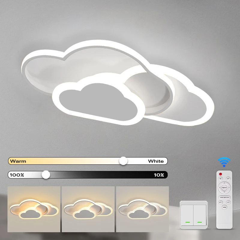 Cloud LED Ceiling Lamp Children's Room Bedroom Study Modern Dimmable Lighting Fixtures Creative ...
