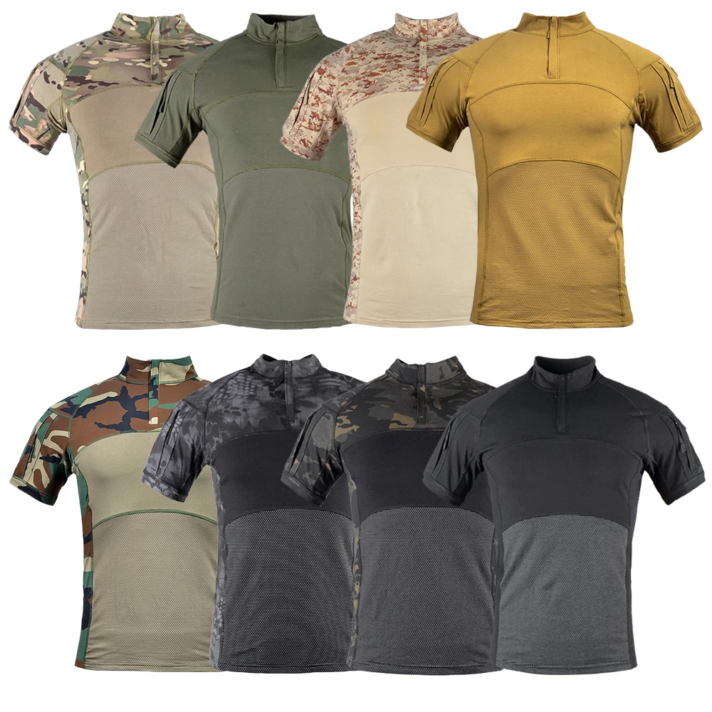 Military Tactical Shirt Short Sleeve Camouflage Army T Shirt Men's ...