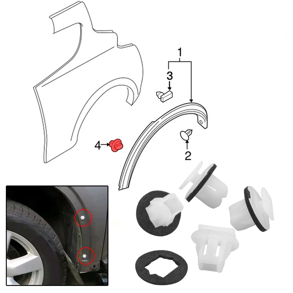 20x Car Wheel Arch Fender Retainer Fastener Clips Mudguard Splash Fixed ...