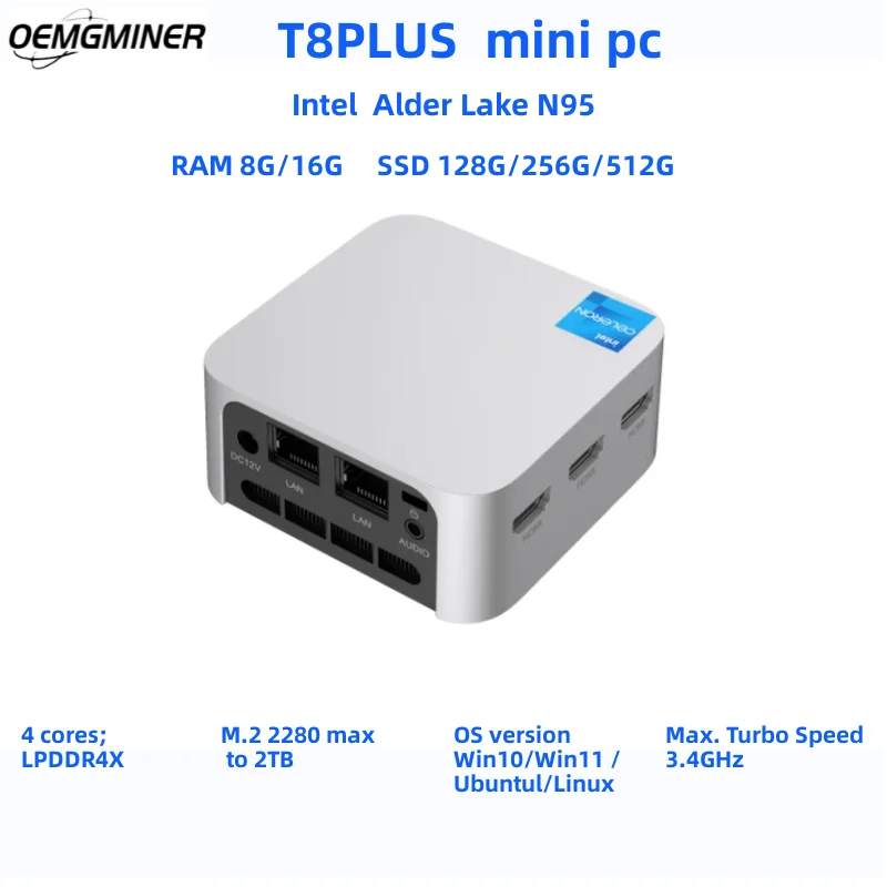 Mini PC portátil compacto T8 Mini, Micro PC, tela tripla, Windows 11Pro ...