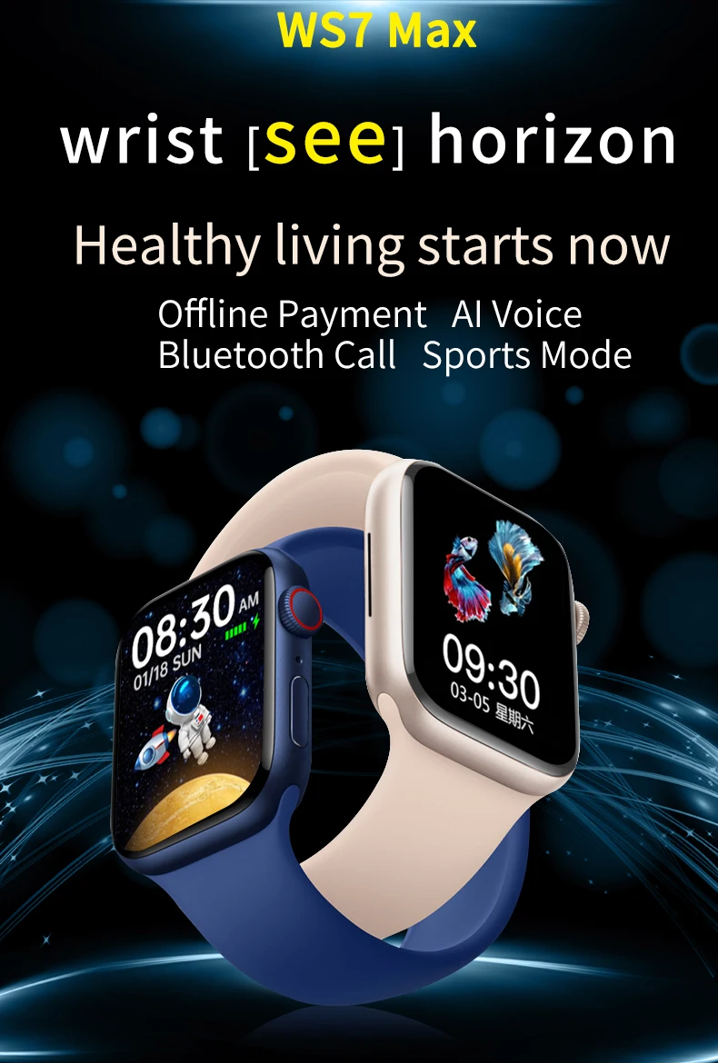 WS7 MAX Smart Watch Waterproof Sport Smartwatch Wireless Charging 1 ...