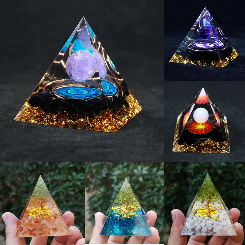 Natural Stone Orgonite Pyramid Crystals Orgone Energy Generator Healing ...