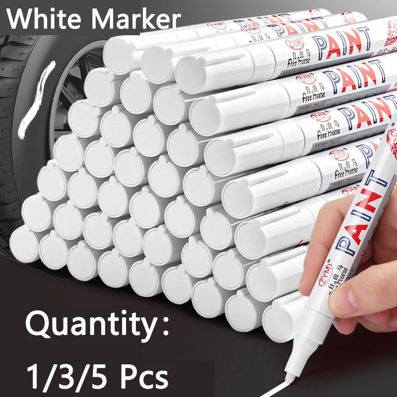 White Marker Pens set 2.0mm Oily Waterproof White Gel Pen DIY Graffiti ...
