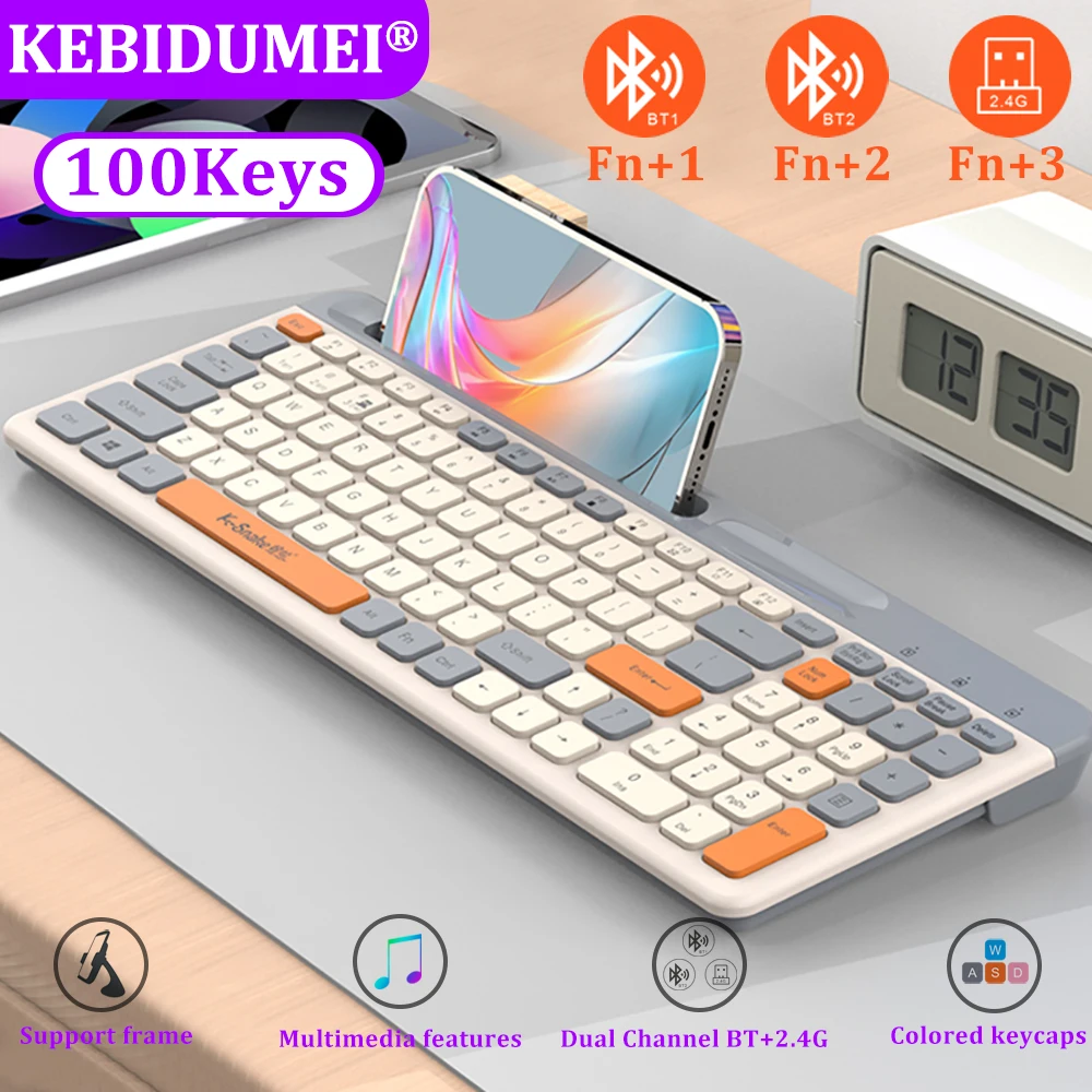 2-4G-Wireless-Keyboard-Bluetooth-Keyboard-Dual-Mode-100-Key-Mini ...