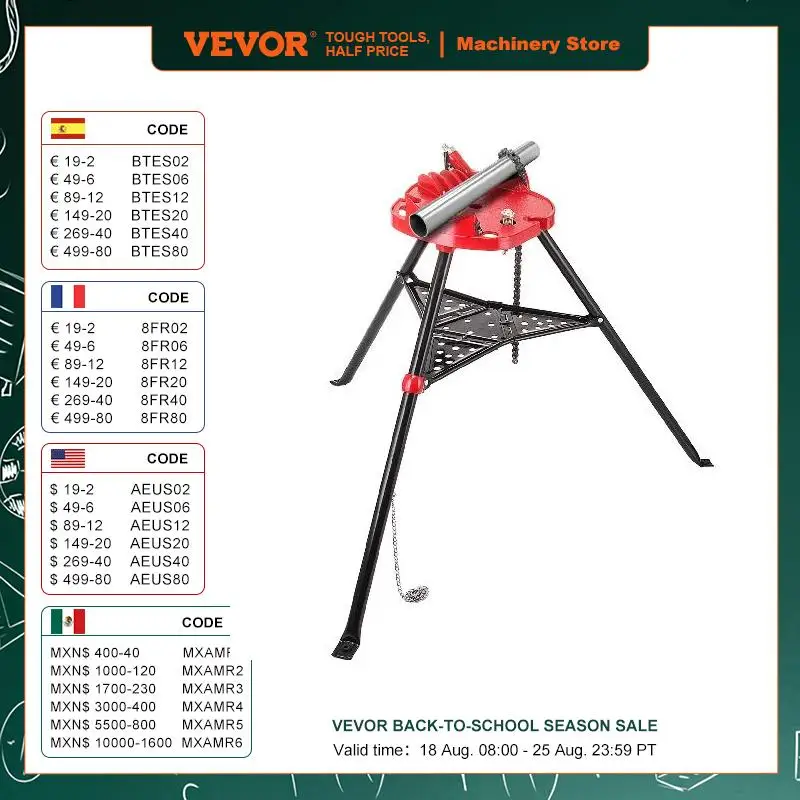 VEVOR-Tripod-Pipe-Chain-Vise-6in-Capacity-Foldable-Steel-Legs-Rubber ...