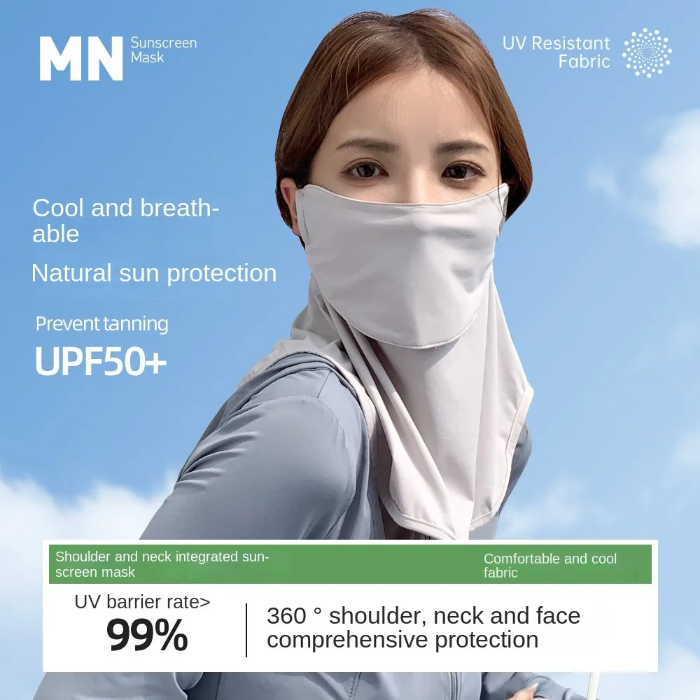 Solid Color Ice Silk Mask Summer Face Scarves UV Protection Face Cover ...