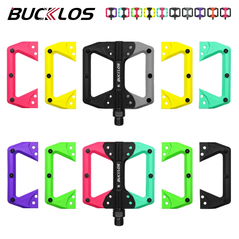 BUCKLOS-Bicycle-Pedals-Nylon-Mountain-Bike-Pedal-Multi-Color-MTB-Flat ...