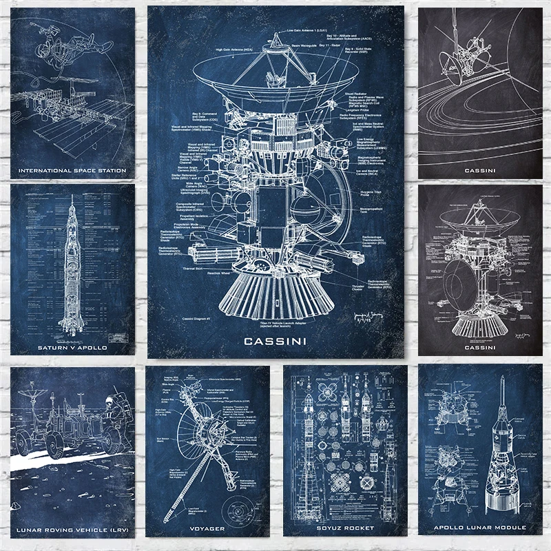 Saturn-V-Apollo-Rocket-and-Apollo-Lunar-Module-Blueprint-Canvas ...