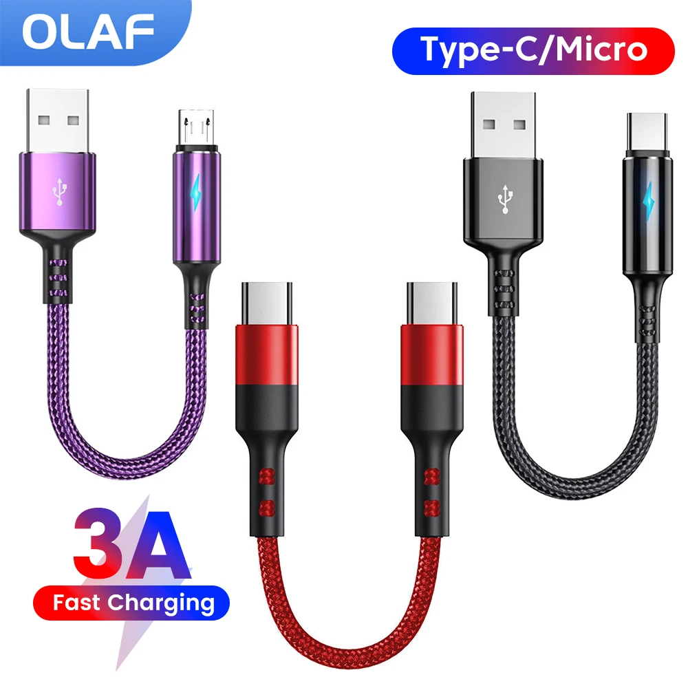 0-25m-Short-USB-Charger-Cable-Type-C-Micro-USB-Cable-3A-Fast-Charging ...