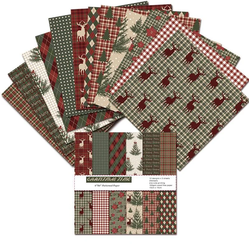 1Set Vintage Merry Christmas Scrapbook Paper Pad Assorted Pattern ...