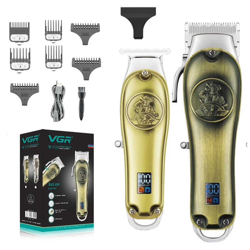 Full Metal Cordless Professional Hair Clipper Barber Rechargeable Hair ...