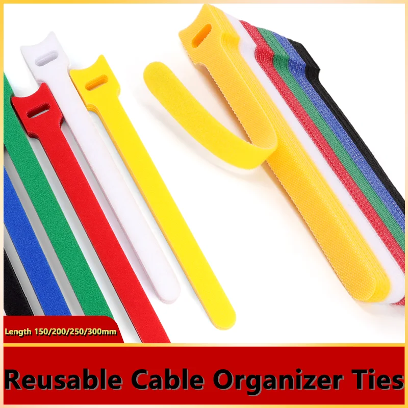 10/50/100Pcs Releasable Cable Ties 150-300mm Plastics Reusable Cable ...