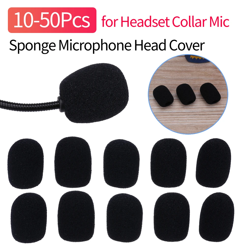 10-50Pcs Sponge Microphone Head Cover Mini Replacement Sponge Headset ...