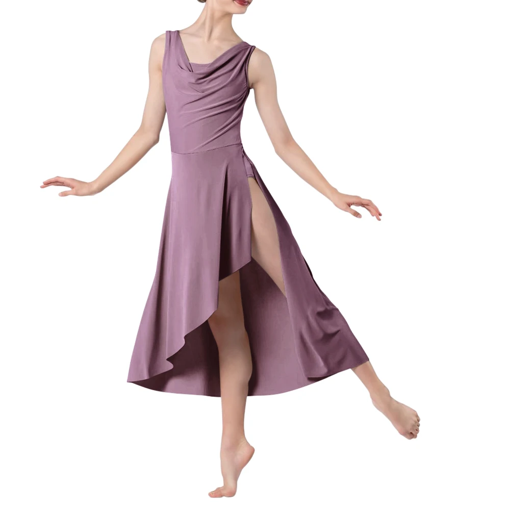 Modern Ballet Long Dress for Women Sleeveless Asymmetrical Skirt Hem ...