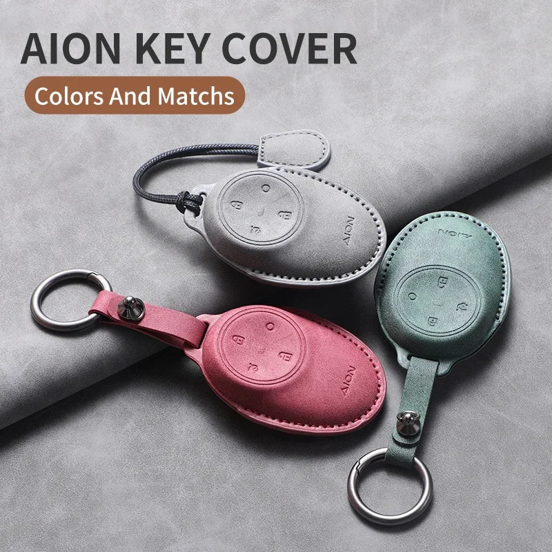 3D Suede Leather Car Remote Key Case For GAC New Energy Trumpchi Aion S ...