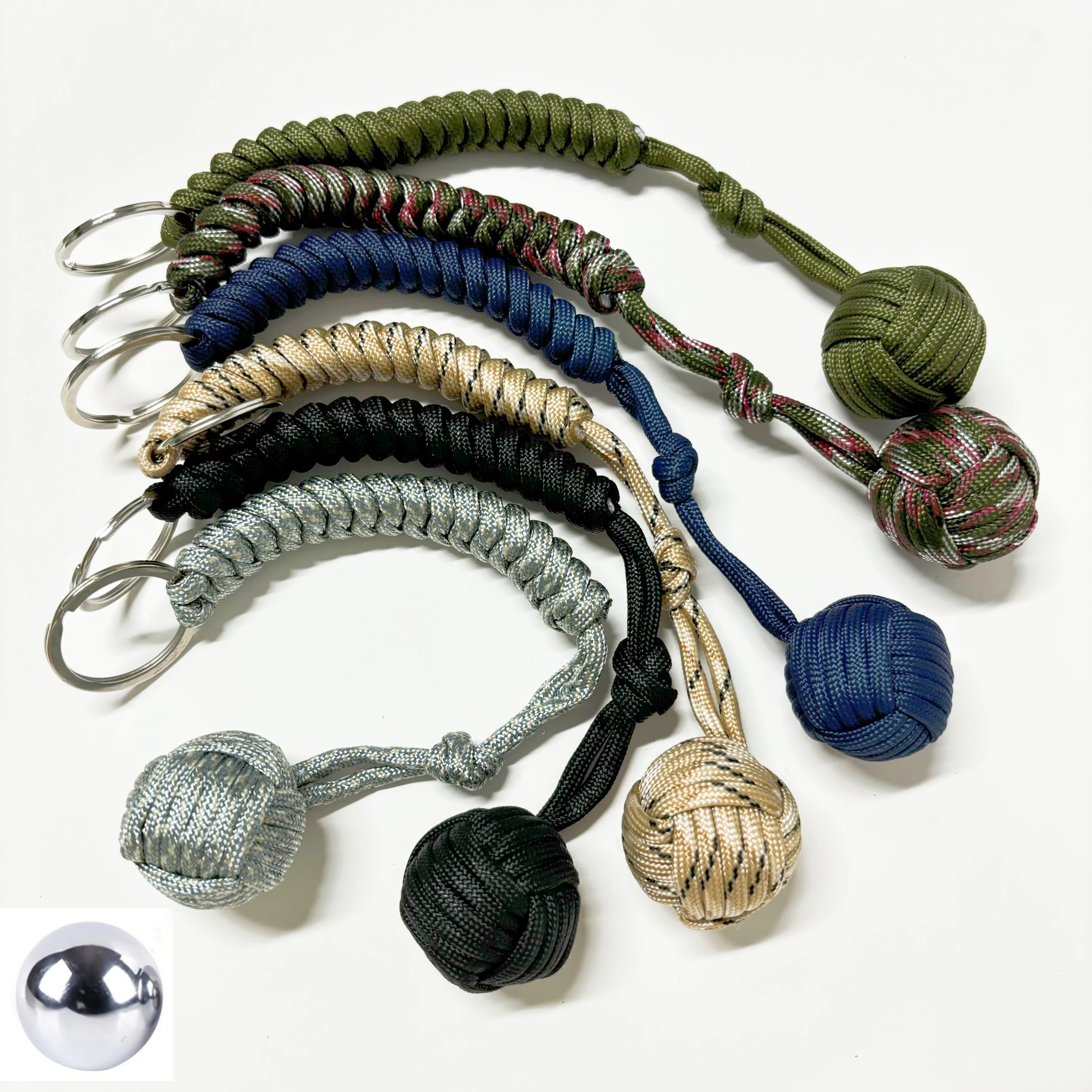 Outdoor-Self-Defense-Umbrella-Rope-Monkey-Fist-Steel-Ball-Paracord ...