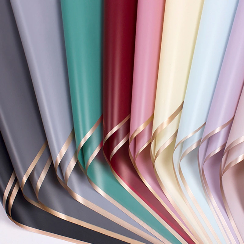 20-PCS-Solid-Color-Border-Flower-Wrapping-Paper-Waterproof-Translucent ...