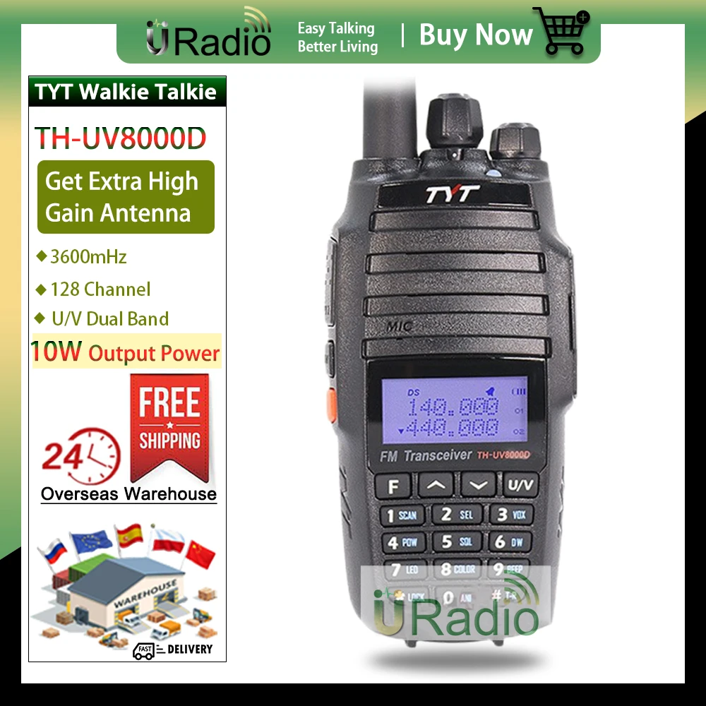 TH-UV8000D-TYT-Walkie-Talkie-10W-Radio-Station-DualBand-10KM-Two-Way ...