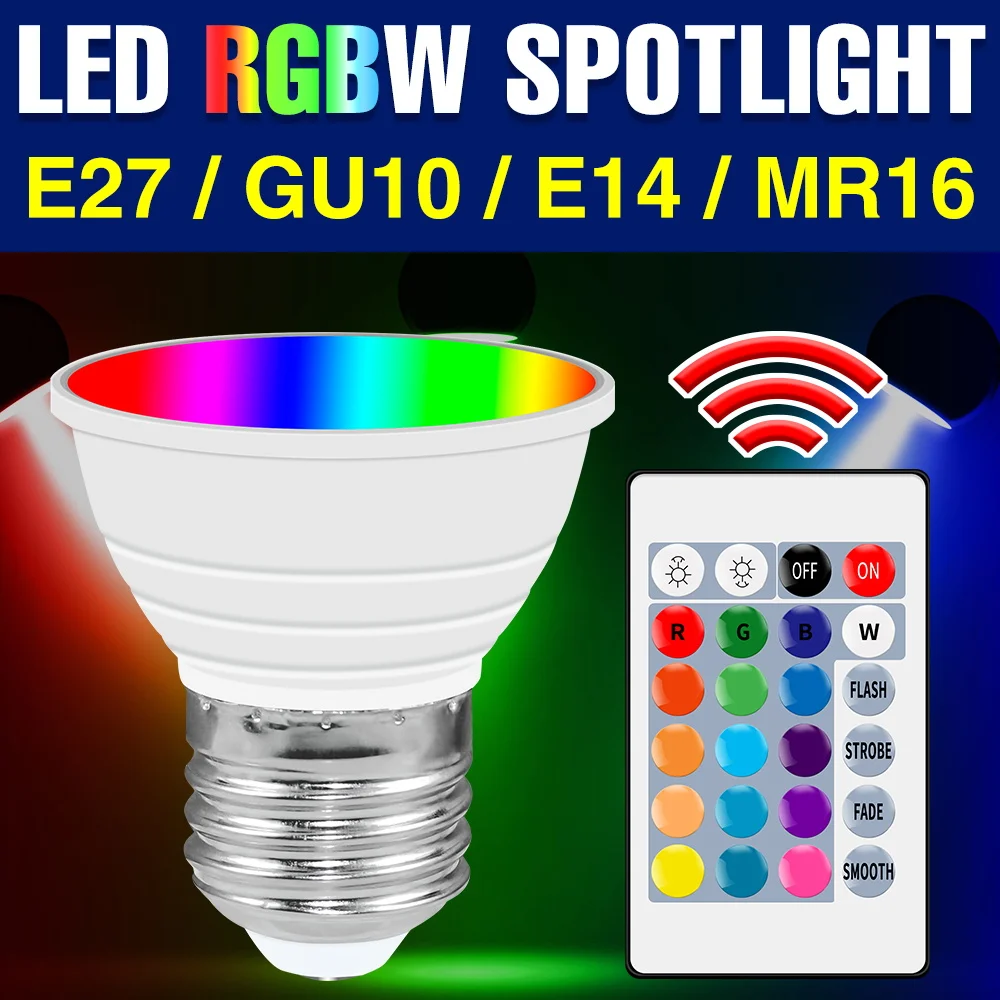 15W-LED-RGB-Lamp-E27-Color-Light-Bulb-GU10-Spotlight-E14-Atmosphere ...
