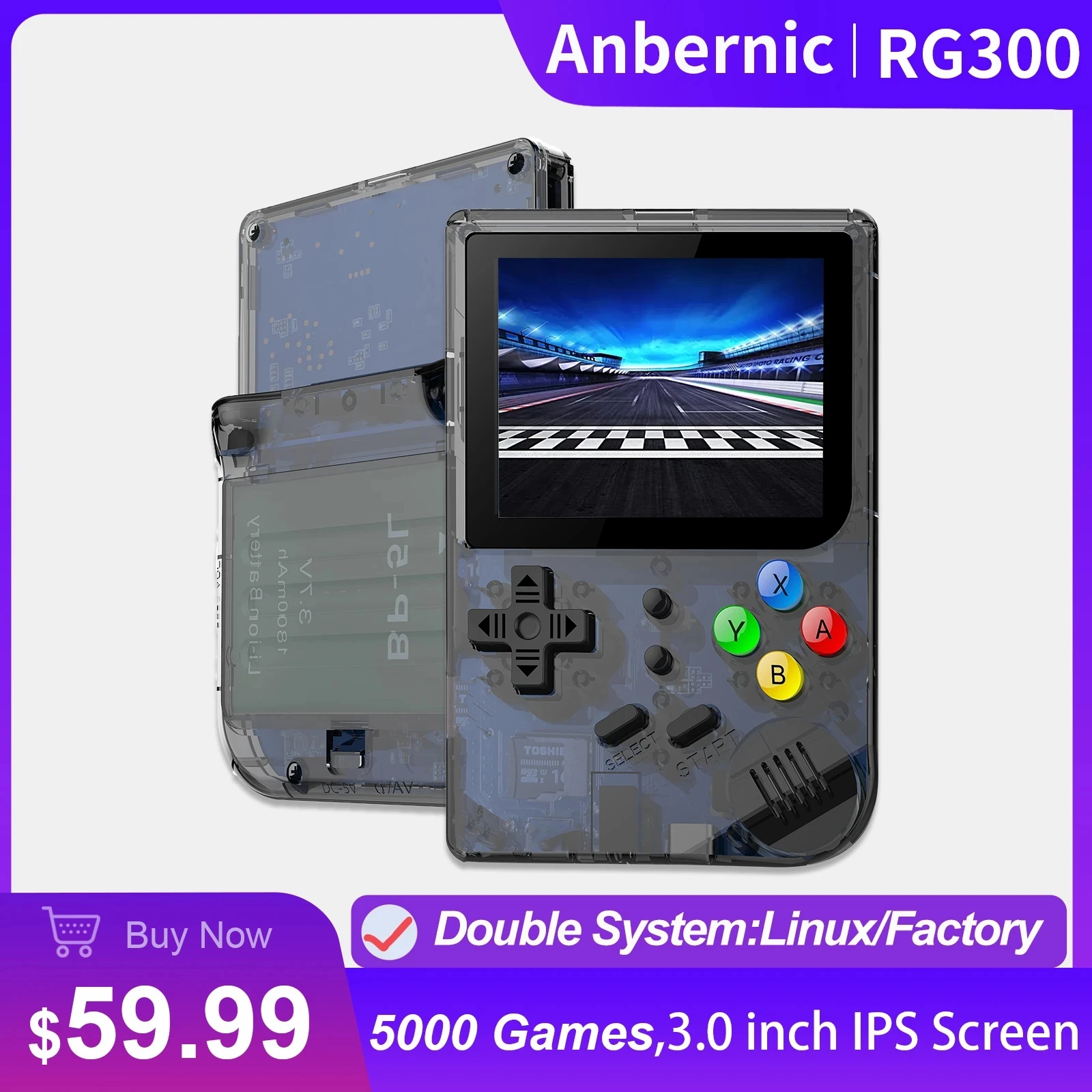 Anbernic New Rg300 Retro Game Console Ips Screen 5000 Video Games 64g