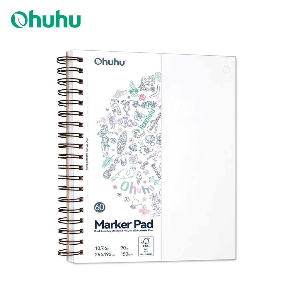 Ohuhu-Double-Sided-Marker-Pads-Art-Sketchbook-Bleedproof-Spiral-Bound ...