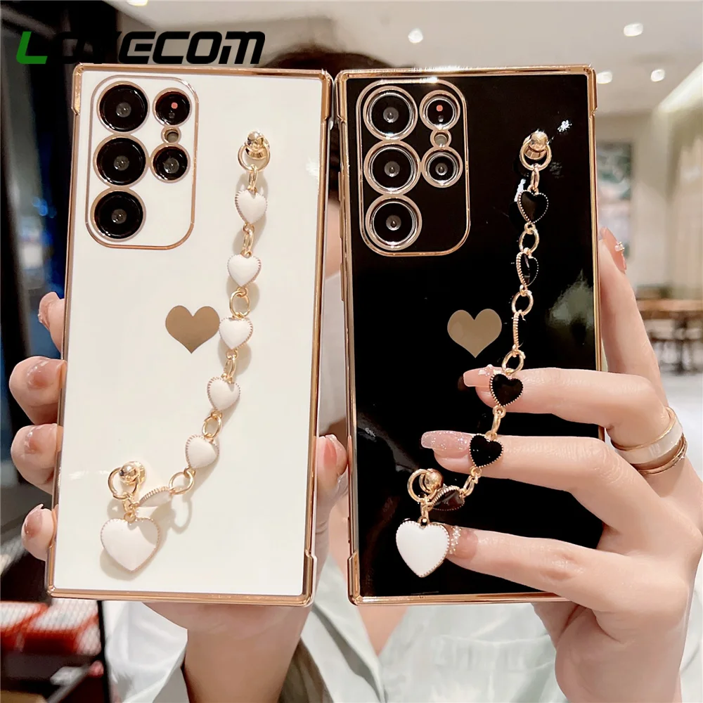 Plating Love Heart With Bracelet Chain Case For Samsung Galaxy A53 A13 ...