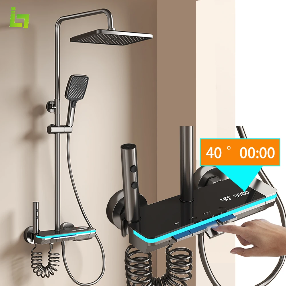 Temperature-Display-Shower-Faucet-Set-Cold-and-Hot-Rainfall-Bathtub-Tap ...