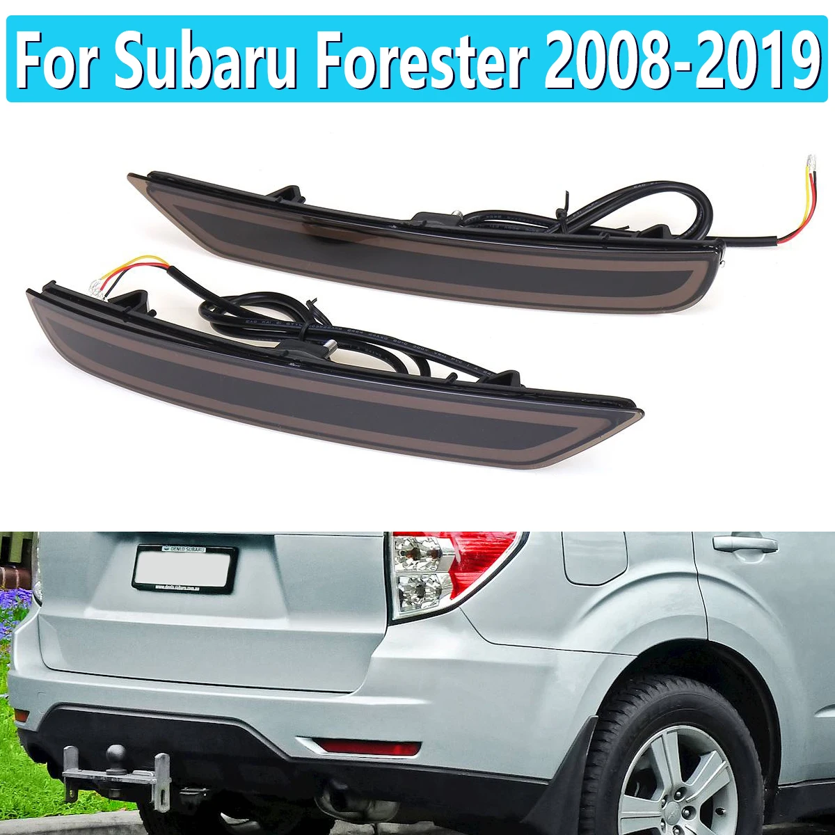1-Pair-For-Subaru-Forester-2008-2009-2019-LED-Rear-Bumper-Reflector ...