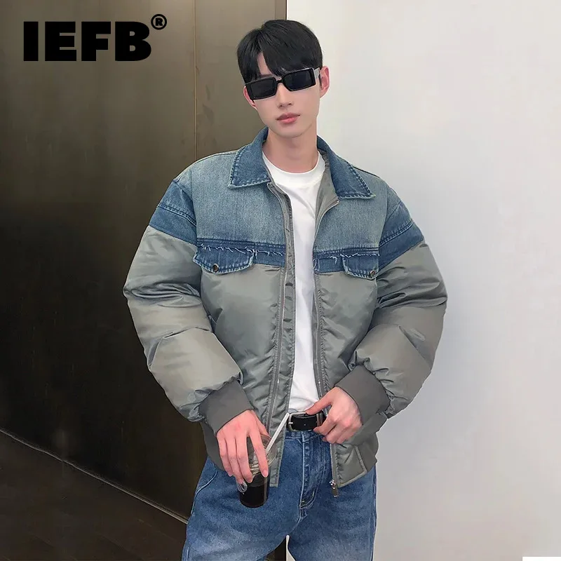 IEFB-Jaqueta-Denim-Patchwork-estilo-coreano-design-solto-de-nicho-de ...