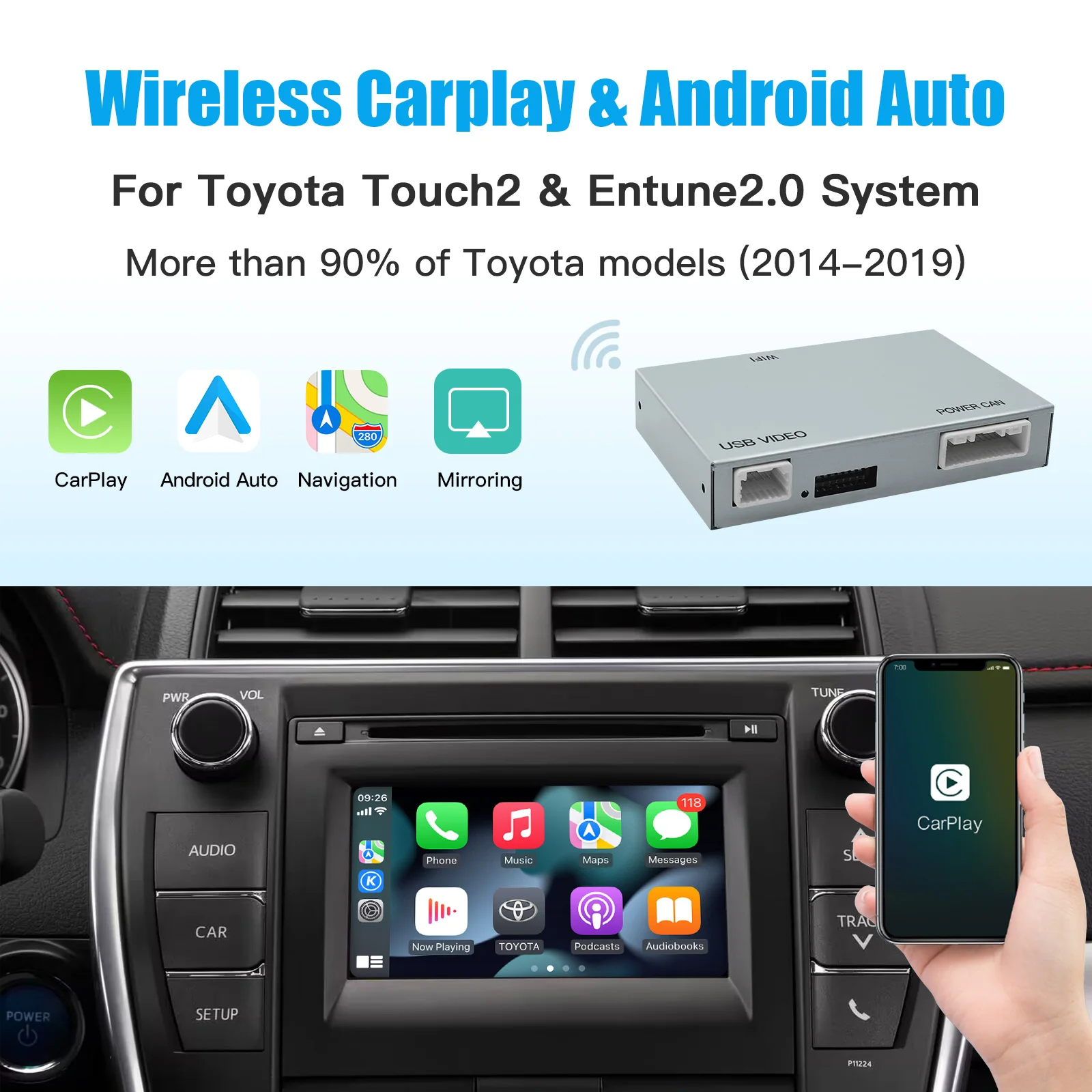 Carabc Wireless Apple Carplay Android Auto For Toyota Highlander 2014 ...