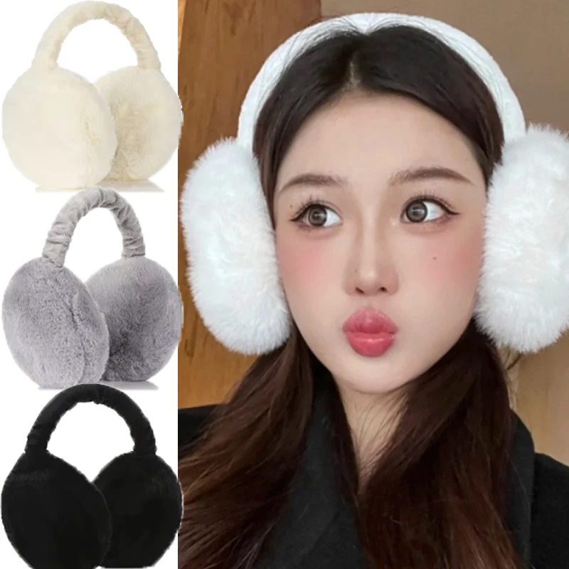 Winter Warm Soft Plush Earmuffs Solid Color Earflap Outdoor Cold ...