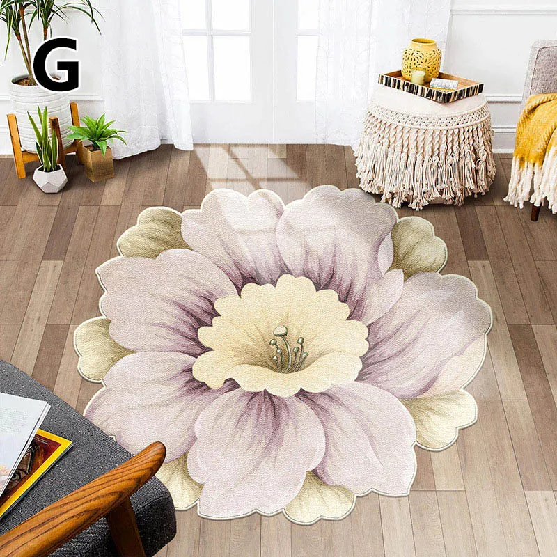 Flower-Shape-Carpet-Soft-Plush-Bathroom-Mat-Home-Decor-Living-Room-Non ...