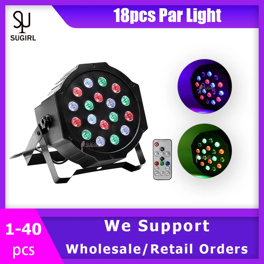 No-Tax-1-40Pcs-18LED-Par-Light-Stage-Light-PP-Material-Professional-RGB ...