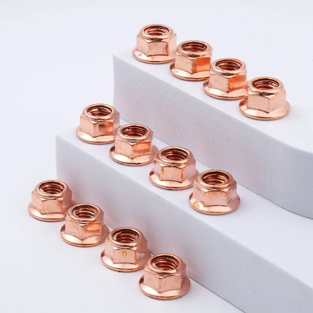 12Pcs-M8-Copper-Flashed-Exhaust-Manifold-Nut-8mm-Nuts-High-Temperature ...