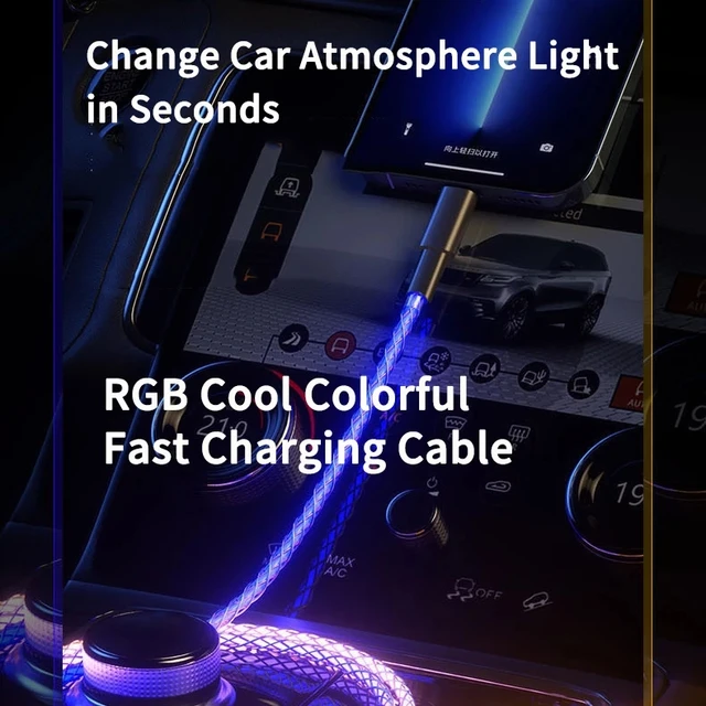 RGB Super 6A Fast Charging Date Cable Flow Cool Colorful Streamer ...