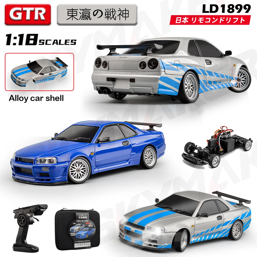 LDR-C-LD1899-1-18-RC-Model-Drift-Car-GTR-R34-Metal-Alloy-Body-Shell ...