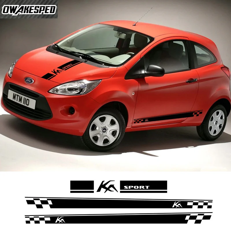 Car Door Side Skiry Decor Sticker Racing Sport Stripes For Ford Ka Auto ...