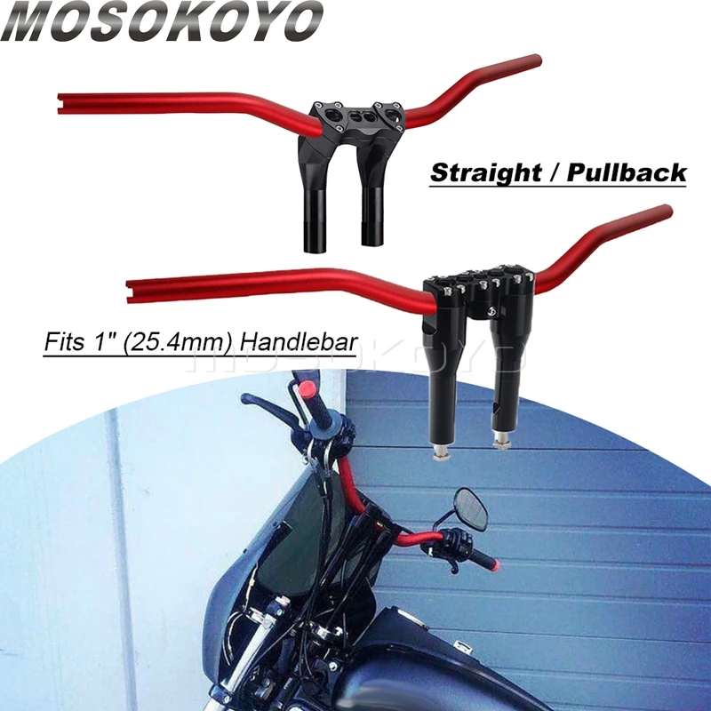 Motorcycle-Handlebar-Risers-Clamp-Pullback-Straight-Riser-For-Harley ...