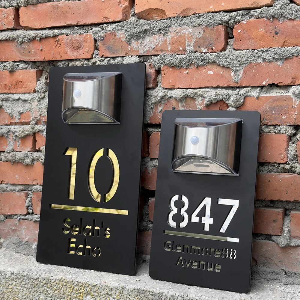Personalized Exterior Solar House Number Sign Entrance LED Light House ...