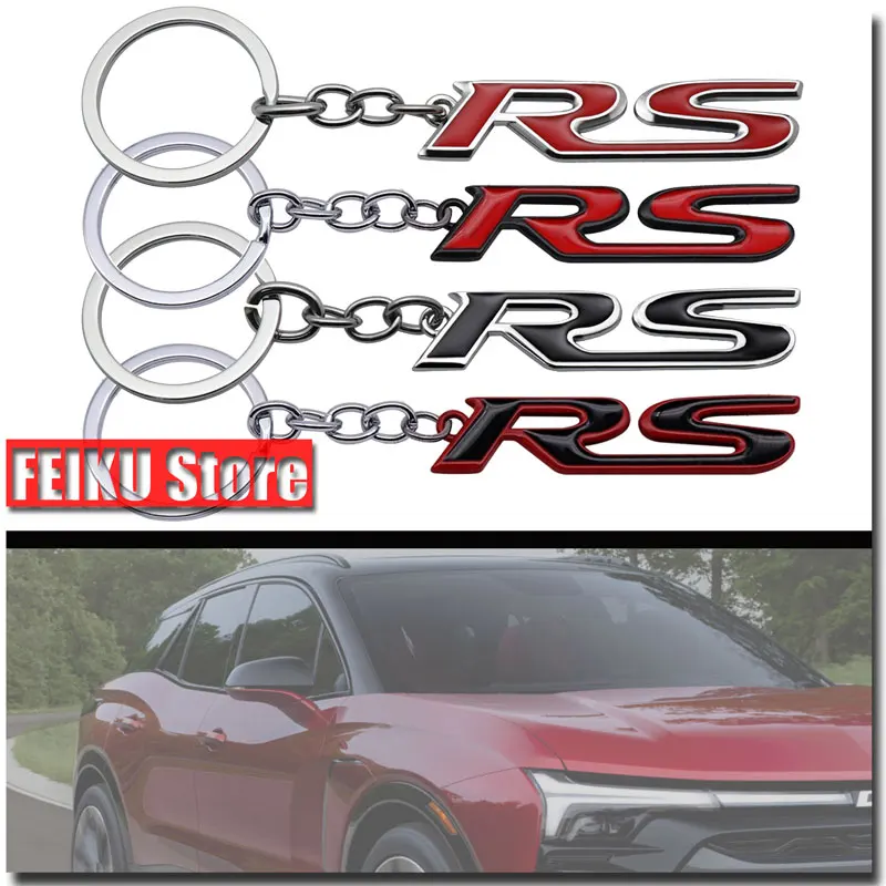 3D metal car sports badge keychain For Honda RS Emblem FIT Jazz Civic ...