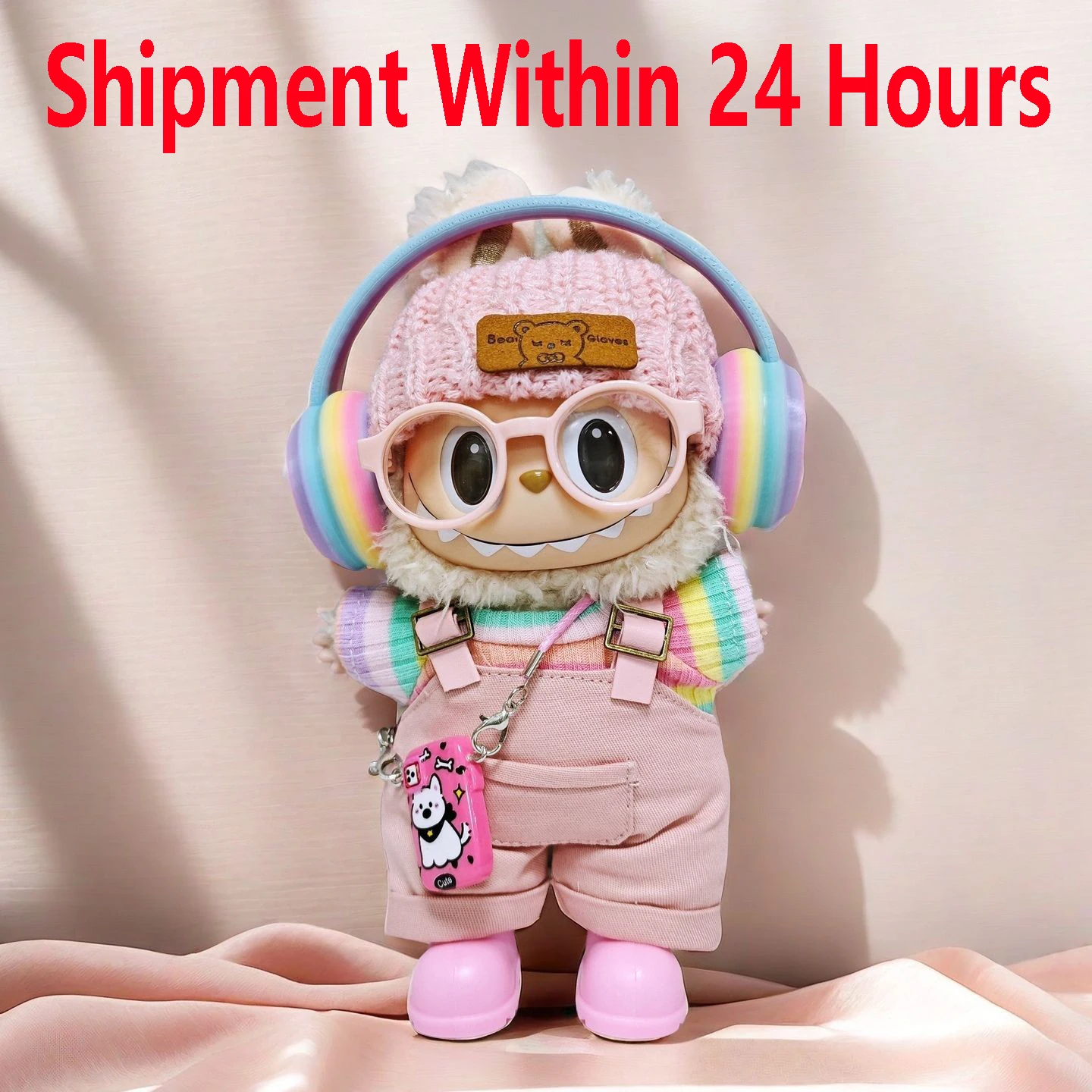 For Labubu Select Children's Clothing 15cm - 17cm Rainbow Pink Macaron ...