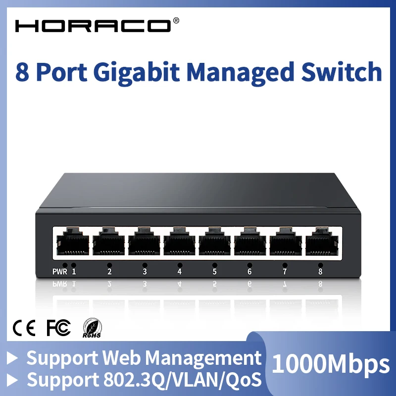HORACO-8-Port-Gigabit-Ethernet-Switch-Managed-1000Mbps-Smart-Network ...