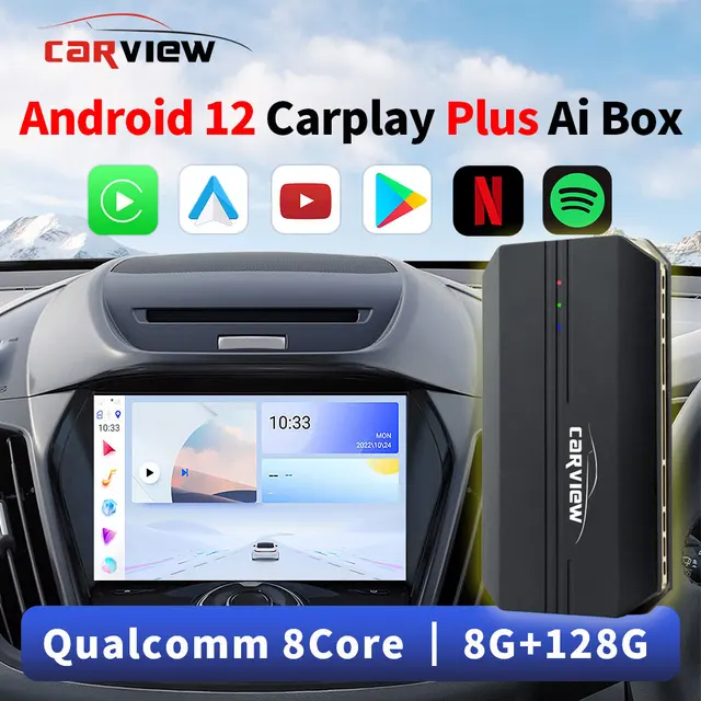 CARVIEW Wireless CarPlay Android Auto CarPlay Ai Box Mini Android 12 8+128GB QCM 8-Core 665 6125 ...