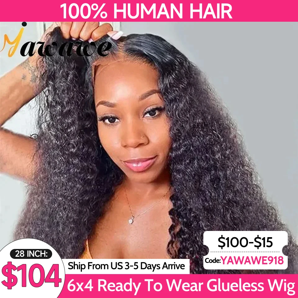 YAWAWE-Pre-Bleached-Glueless-Wig-Human-Hair-Ready-To-Wear-Water-Wave ...