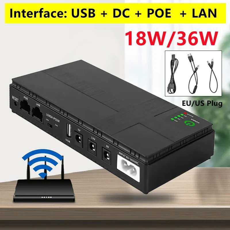 10400mAh-DC18-36W-5V-9V-12V-Router-Optical-Cat-Surveillance-Camera ...