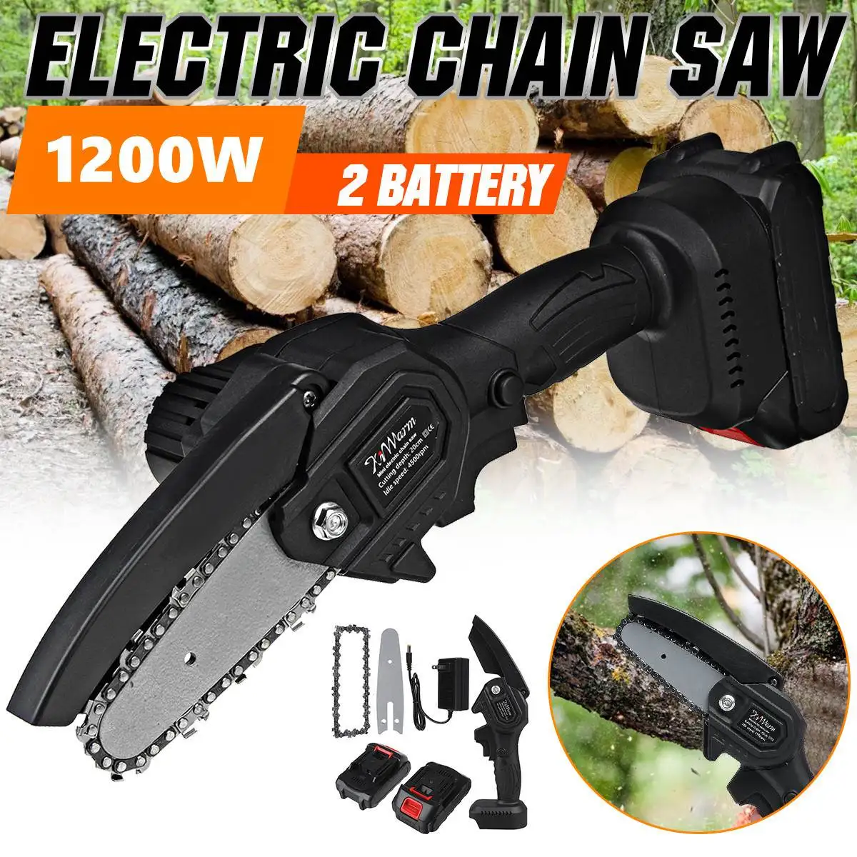 4 Hüvelykes 1200W Elektromos Láncfűrész Mini Metsző Szerszám ...