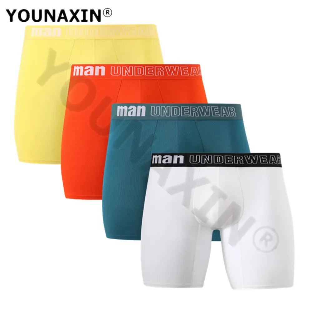 4 Pcs/Lot Big Size Men Underwear Long Boxers Briefs Sexy Panties Bamboo ...
