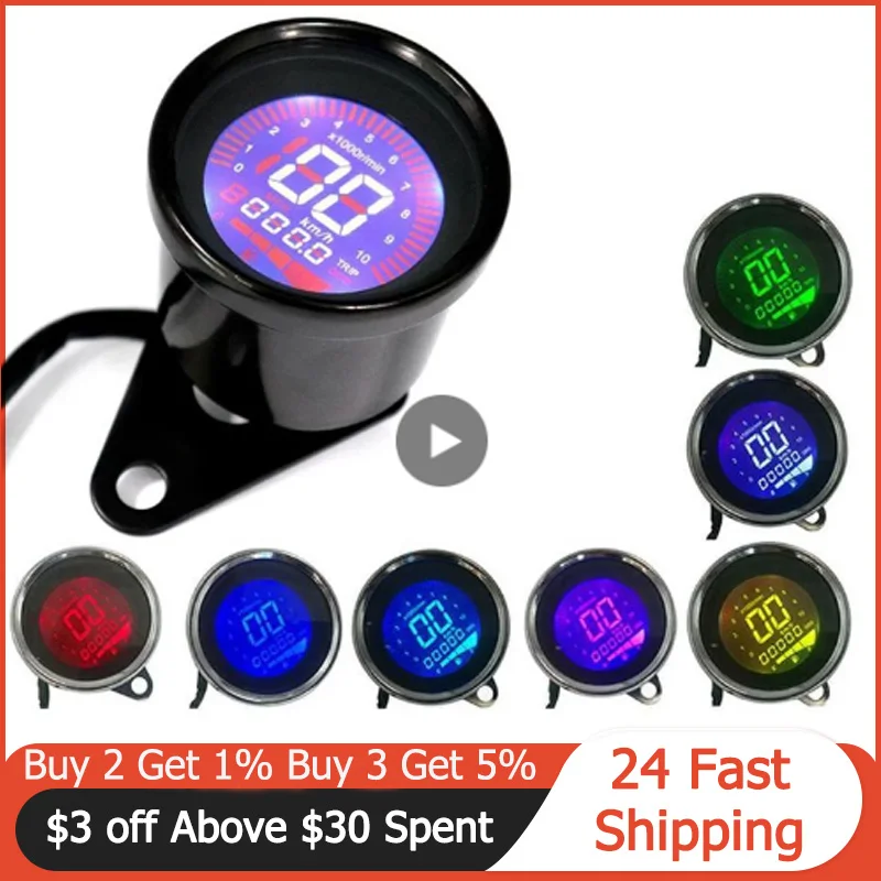 12V Backlight Motorcycle Digital Dash Universal Speedometer Tachometer ...